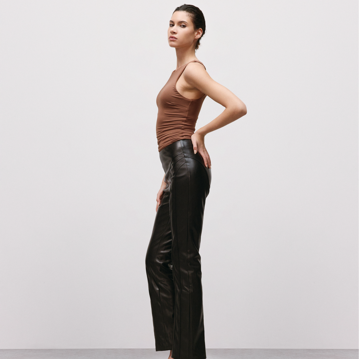 Sophie Tank with Shelf Bra in Chocolate | CDP – CDPWorld US